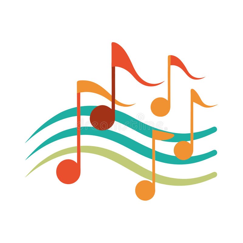 Dynamic Music Notes Wave Melody Vector Illustration Stock Illustration ...
