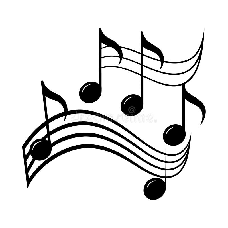 Dynamic Music Notes Wave Melody Vector Illustration Stock Illustration ...