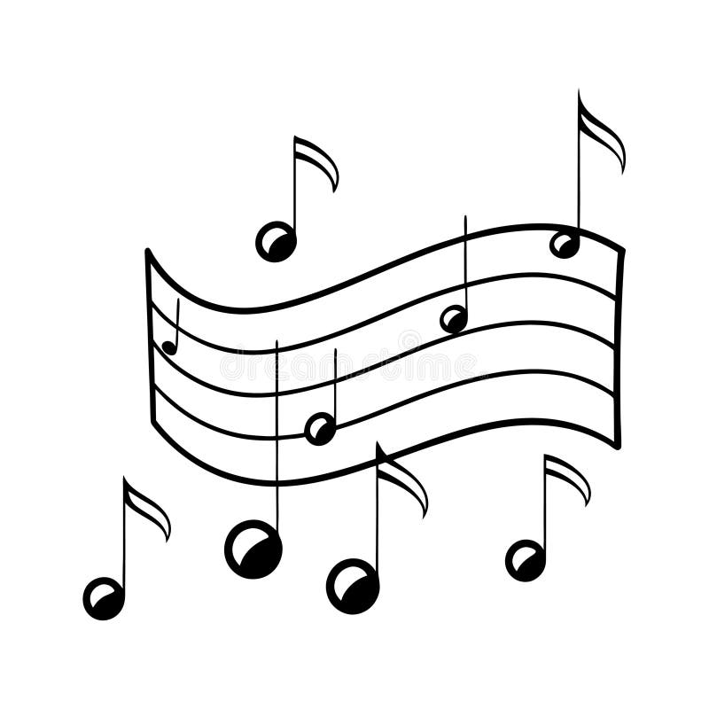 Dynamic Music Notes Wave Melody Vector Illustration Stock Vector ...