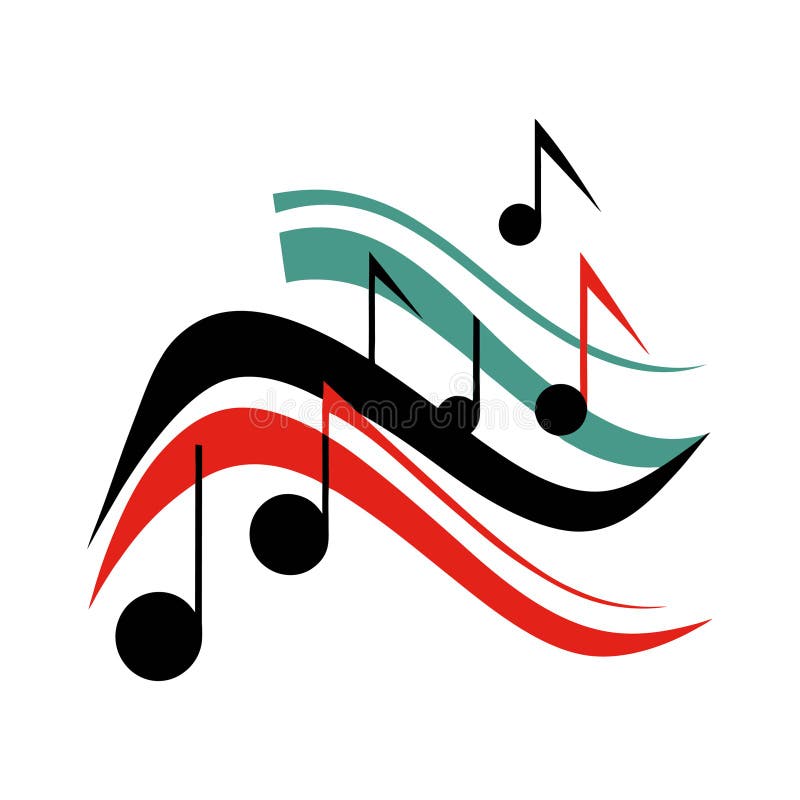 Dynamic Music Notes Wave Melody Vector Illustration Stock Vector ...