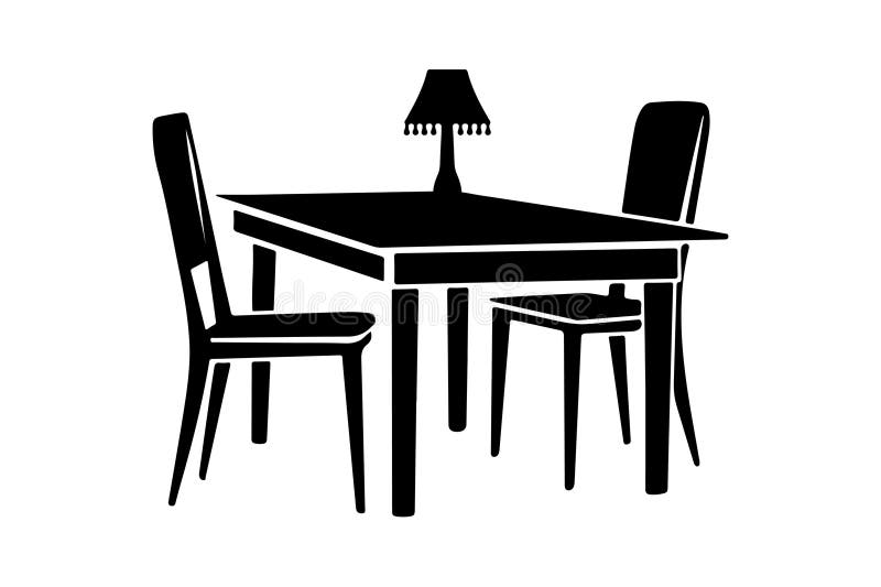 A Table and Chair Silhouette Vector Art Illustration Stock Illustration ...