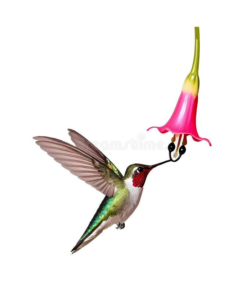 Humming Bird Trying To Touch Flowers for Eating Honey Premium Quality ...