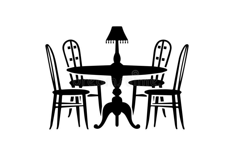 A Table and Chair Silhouette Vector Art Illustration. Stock Vector ...