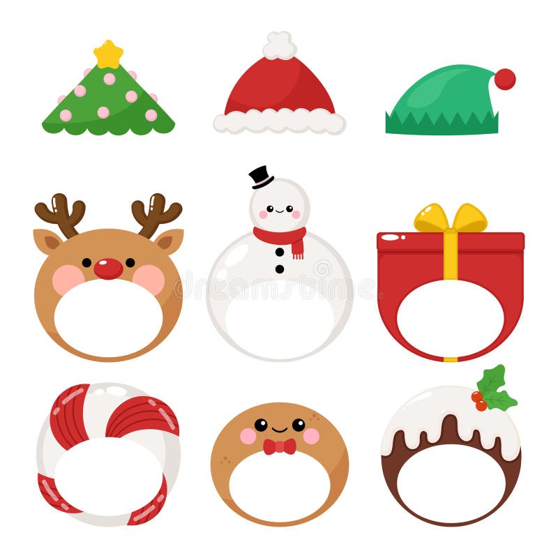 Cute Christmas Photo Props Collection Clip Art Stock Vector ...