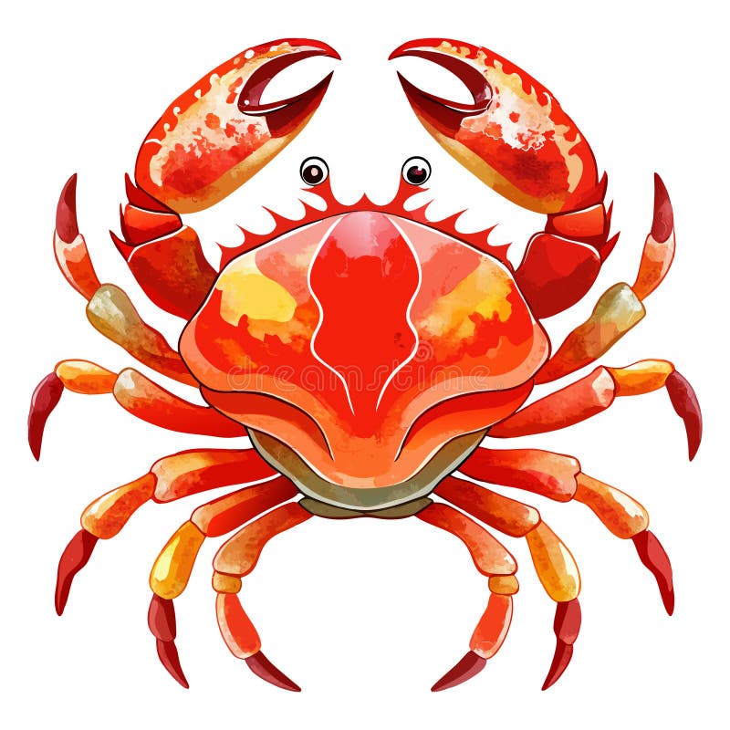 A Striking Red Crab Illustration Painted in Watercolor Stock ...