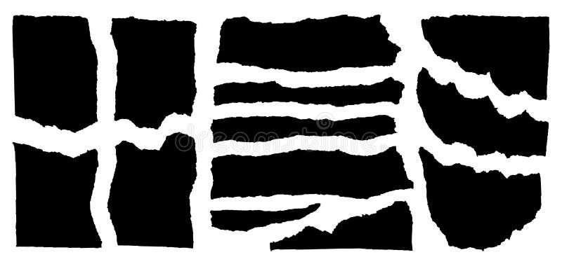 Ripped Paper Pieces for Retro Collage. Silhouettes of Vintage Old Torn ...