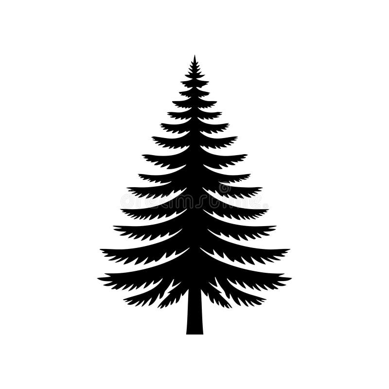 Pine Tree Silhouette Vector Art Illustration, Black and White Pine Tree ...