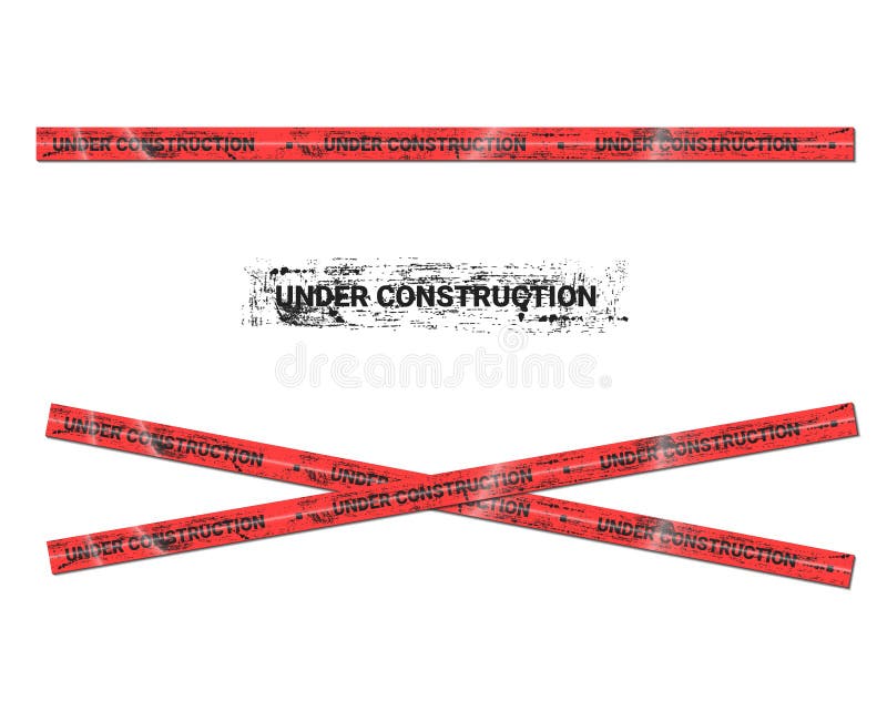 Old Grunge Under Construction Warning Tape, Red Zone Stripe, Vector ...