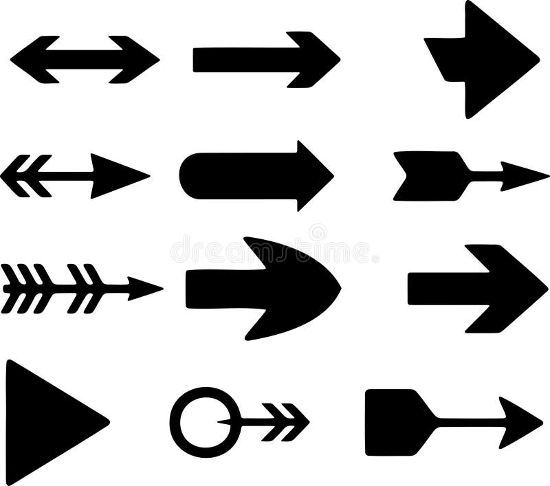 Arrow Icon Set. Collection Different Arrow Signs. Black Arrows Icons ...