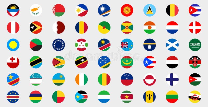 National Flags in Circle Shape. National Flags Set. World Flags Stock ...