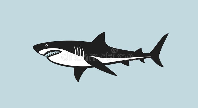 Shark Logo. Isolated Shark on Blue Background Stock Illustration ...