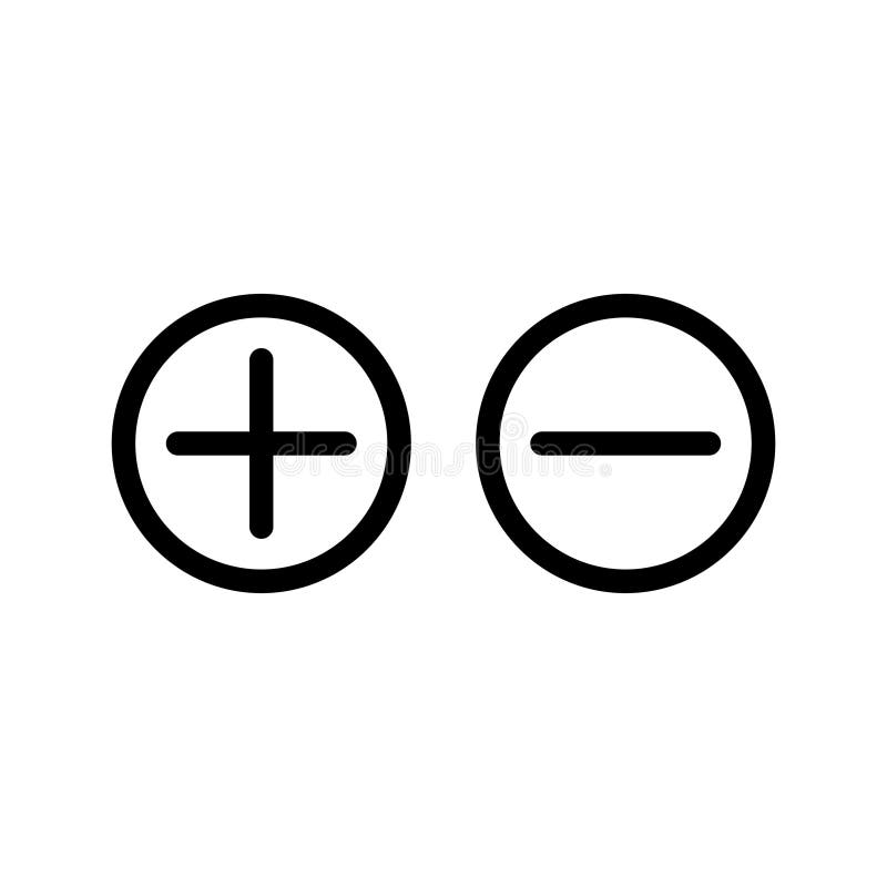 Plus and Minus Sign in Round Circle. Minus and Plus Line Styles Stock ...