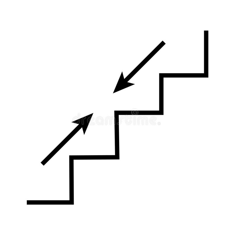 Stairs and Two-way Arrow Icons. Up or Down Walkway Ladder Symbol Sign ...