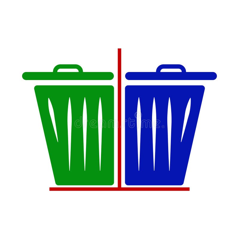 Green and Blue Trash Can Icon Vector. Cleaning Icon Stock Vector ...
