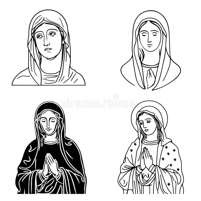Image of the Blessed Virgin Mary Stock Illustration - Illustration of ...