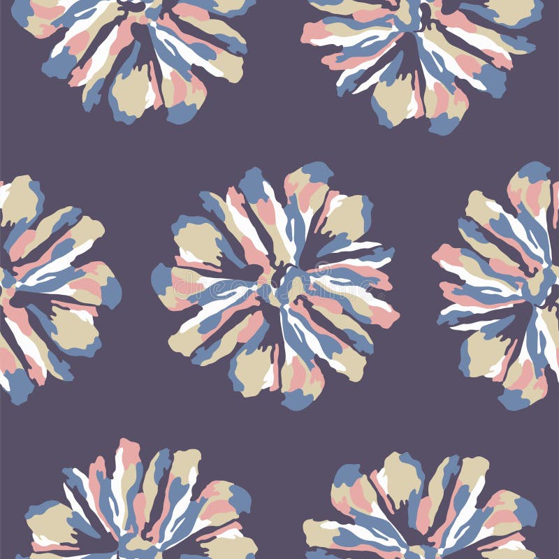 Vector Textured Flower Motif Illustration Seamless Repeat Pattern ...