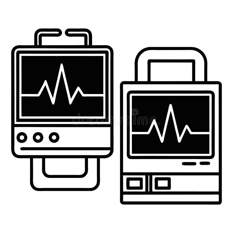 EKG ECG Machine Vector Outline Illustration for Medical Use Stock ...