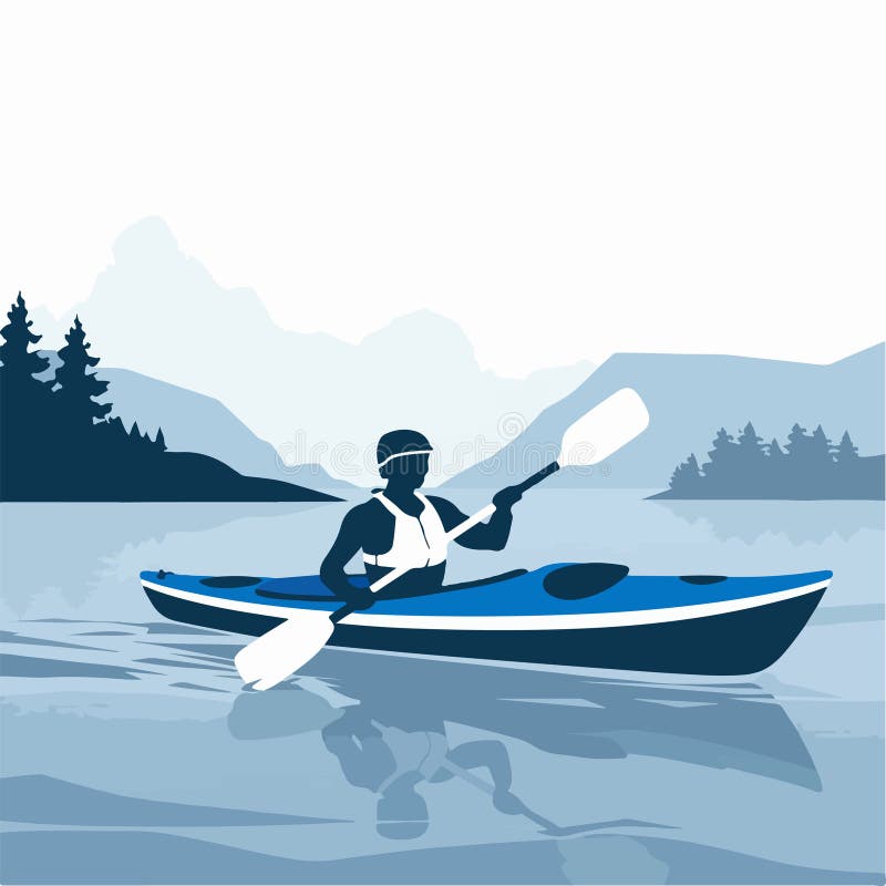 A Vector Silhouette Kayaking. Stock Vector - Illustration of hands ...