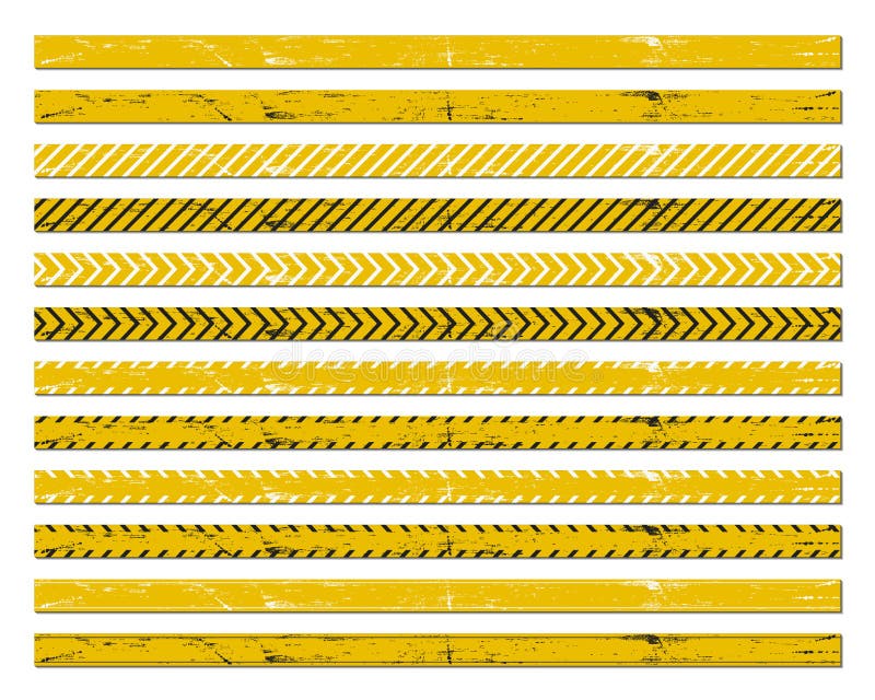 Old Grunge Warning Sticky Tapes, Yellow Attention Zone Stripes, Vector ...