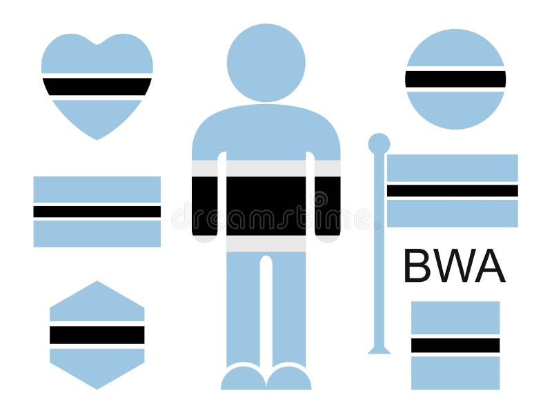 Botswana Flag Set. Isolated Botswana Flag on White Background Stock ...
