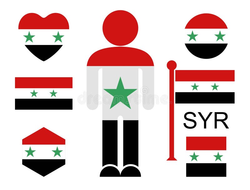 Syrian Flag Set. Isolated Syrian Flag on White Background Stock ...