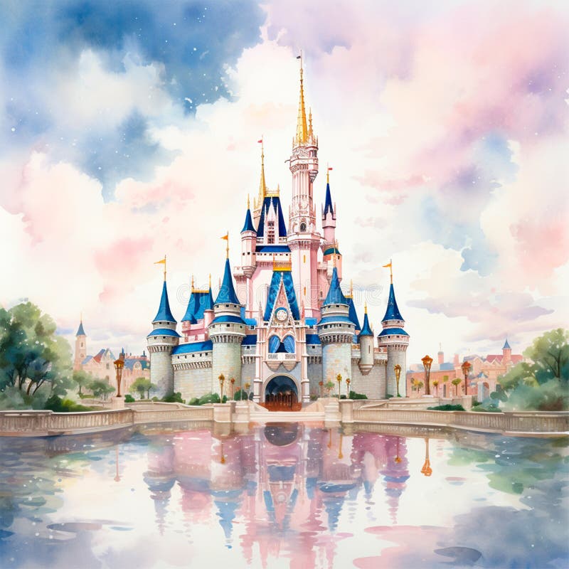 Magic Fairytale Castle, Fairytale Element, Watercolor Illustration ...