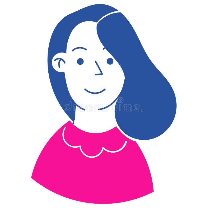 Avatar, Portrait of a Girl, Woman in a Simple, Flat, Linear Style ...