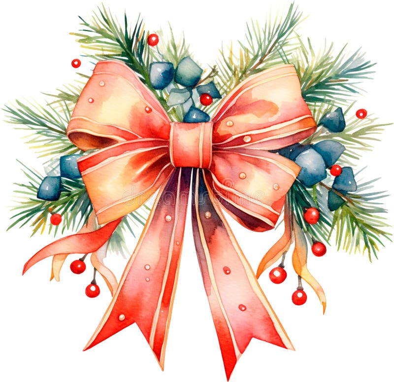 Beautiful Bow, Bow with Winter Decor Stock Illustration - Illustration ...