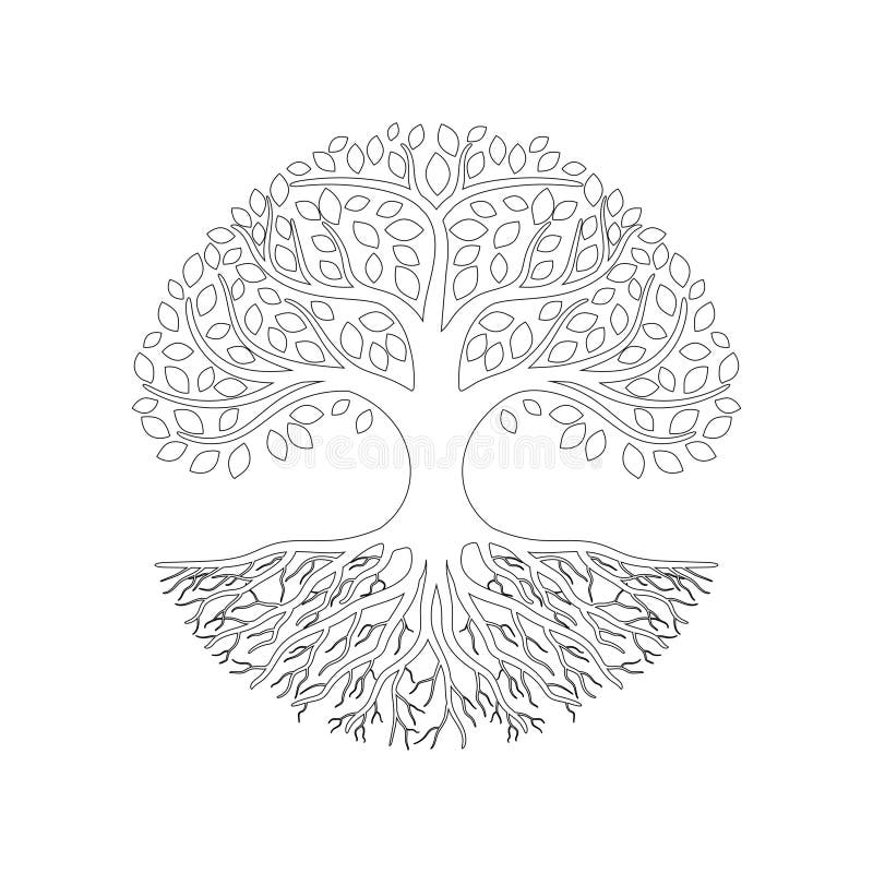 Tree of Life Logo with Roots and Leaves, Symbolic Nature Design, Tree ...