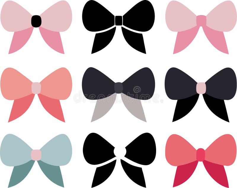 Collection of Decorative Bow Illustrations in Various Colors Stock ...