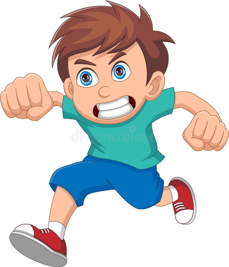 Angry Boy and Ran with Clenched Fists Stock Vector - Illustration of ...