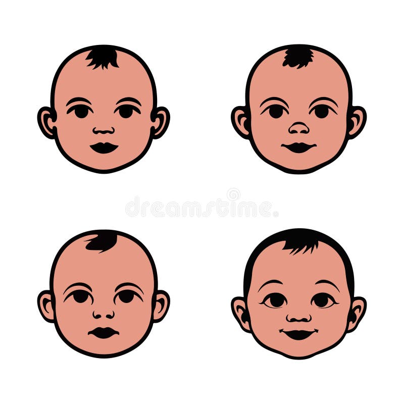 Lovely Baby Face Expressions in Cartoon Style Vector Art. Stock Vector ...