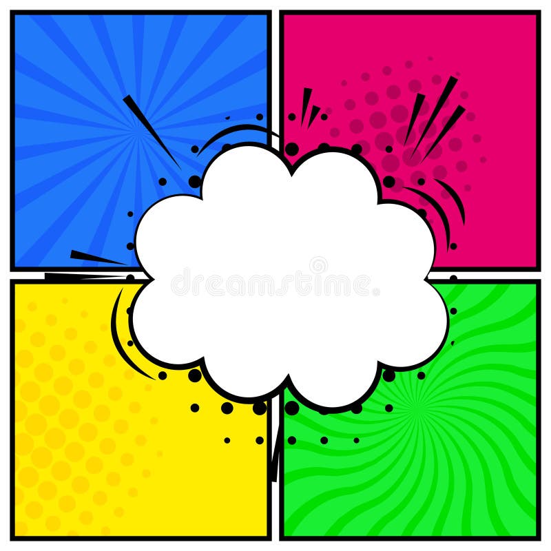 Comic Pop Art Background with Blank Balloons. Empty Comic Speech Clouds ...