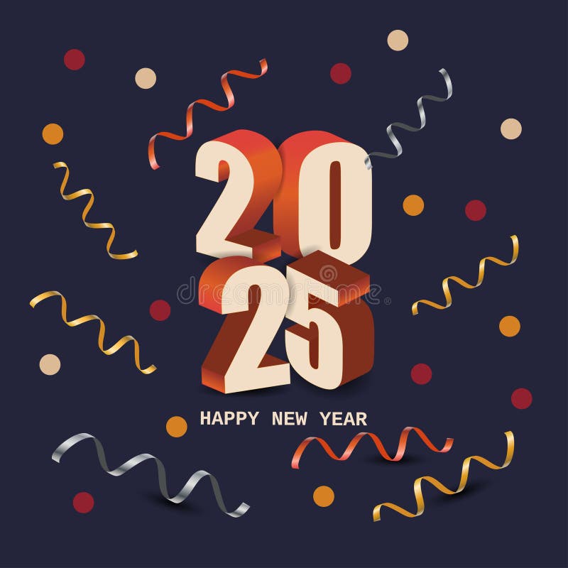 3d Numbers 2025, Red and White Colors Stock Vector - Illustration of ...