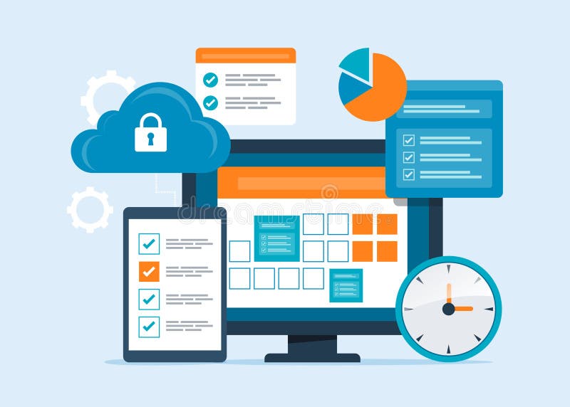 Business Planning Concept. Online Calendar Connected with Cloud Server ...