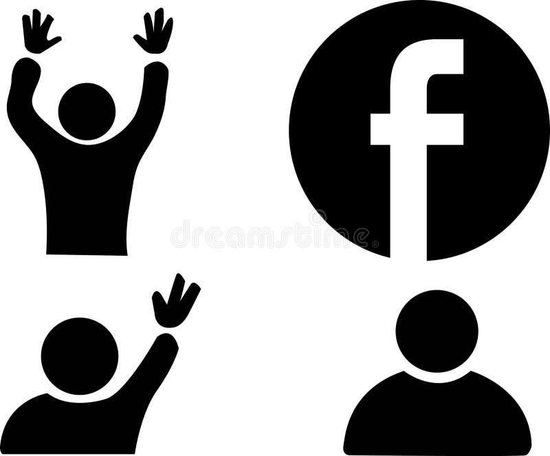 Facebook Icons with Human Silhouettes Vector Set Stock Vector ...