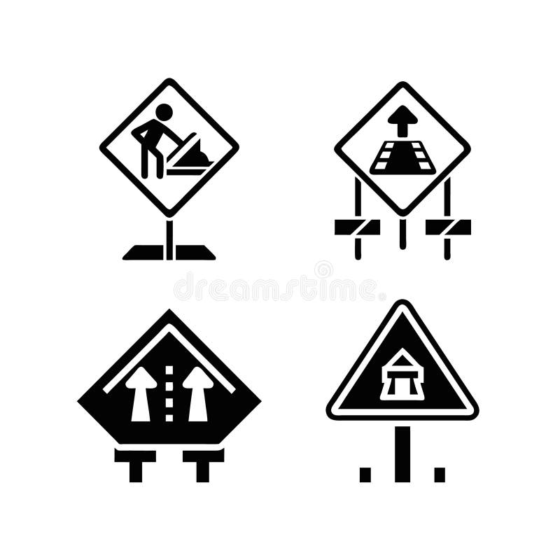 Easy To Customize Construction Warning Signs Vector Stock Vector ...