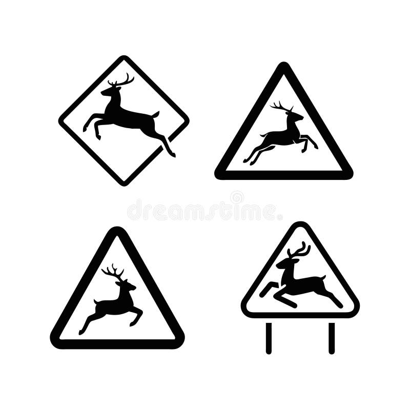 Customizable Deer Crossing Warning Signs Vector Stock Vector ...