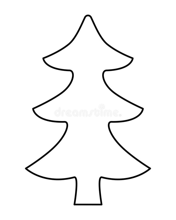 Stylized Simple Fir Tree, Plant for Coloring or Cutting - Vector Linear ...