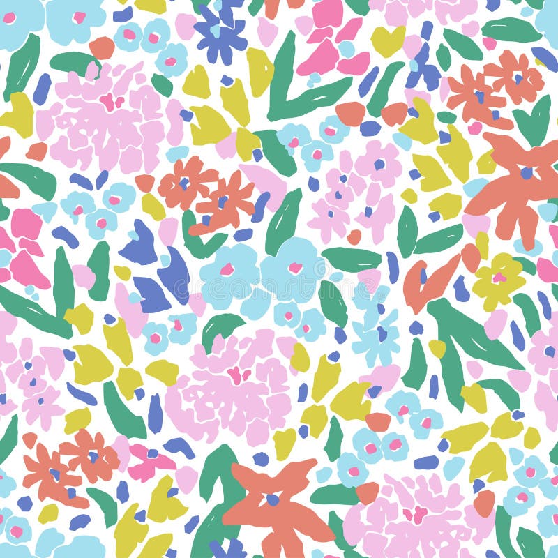 Vector Cute Floral Seamless Repeat Pattern Digital Artwork Stock Vector ...