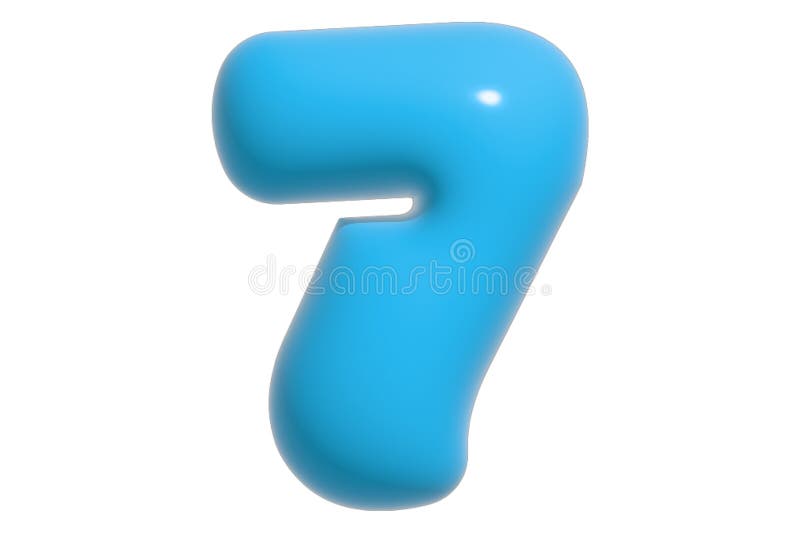 3d blue seven number stock illustration. Illustration of icon - 344614897