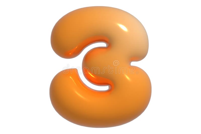 3d orange three number stock illustration. Illustration of sign - 344614921