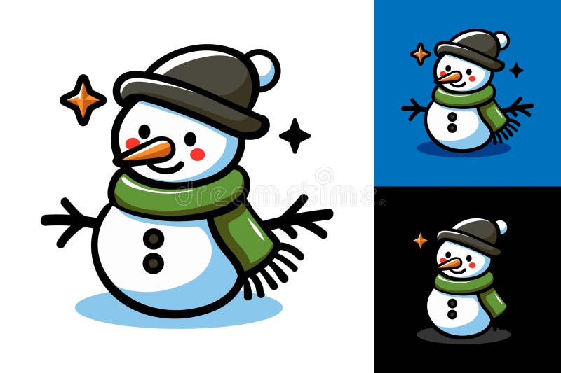 Snowman Element. Set of Cartoon Christmas Illustrations Isolated Stock ...