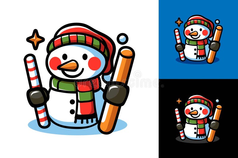 Snowman Element. Set of Cartoon Christmas Illustrations Isolated Stock ...