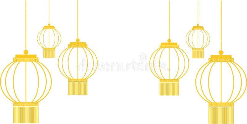 Golden Chinese Hanging Lanterns Vector Graphics Stock Vector ...