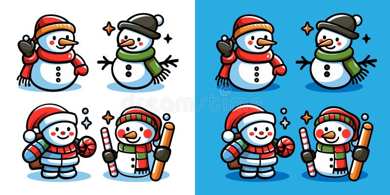 Snowman Element Vector for Christmas Design. Cute Cartoon Style. Stock ...