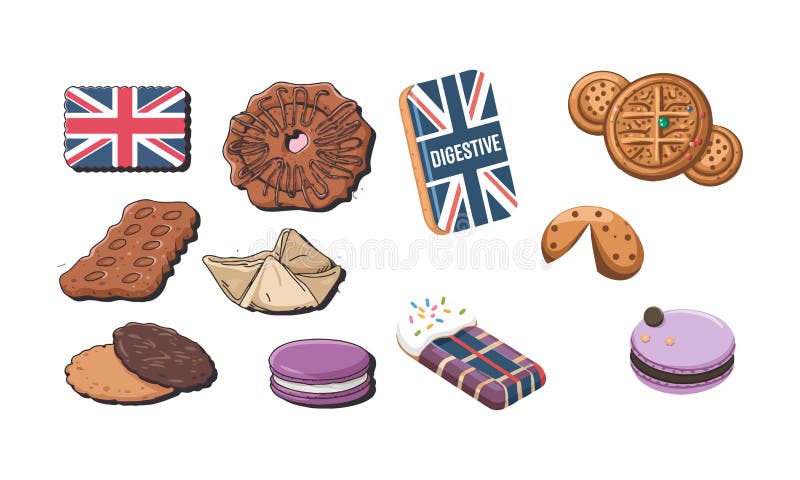 British Flag Biscuit and Digestive Cookie Collection with Various Baked ...