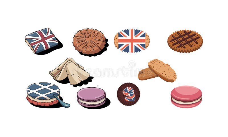 British Cookies and Macarons with Union Jack Decorations in Playful ...