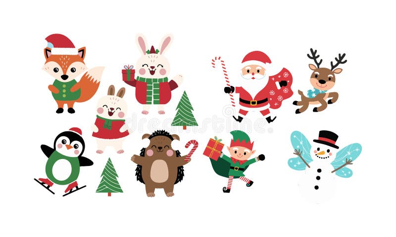 Adorable Christmas Fox, Rabbit, Penguin, and Holiday Characters ...