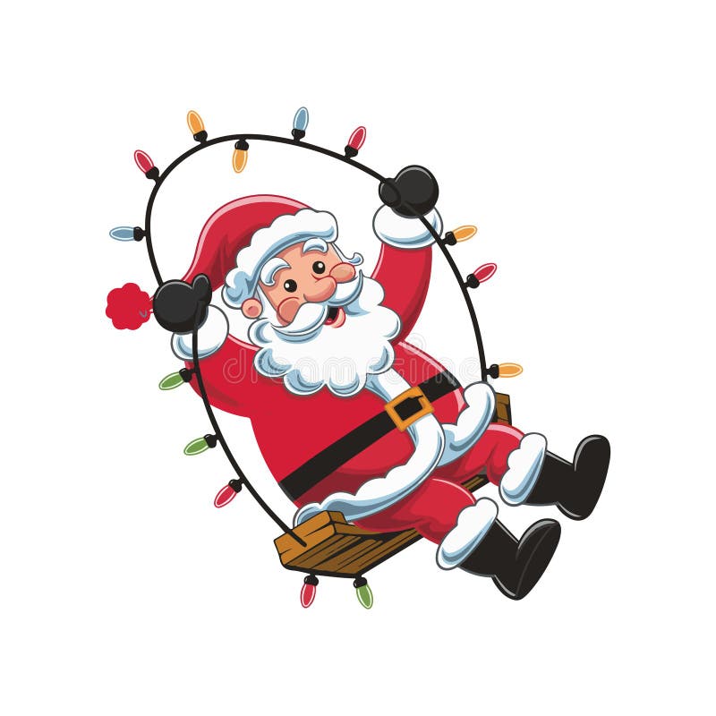 Illustration of Santa Claus Swinging on a String of Colorful Holiday ...